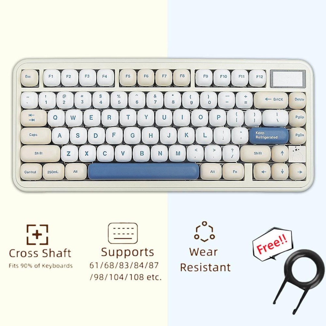 Simple White Keycaps Set, Round MOG Keycaps Set, Gaming Mechanical ...