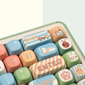 Cartoon Cute Keycaps Set, Forest Animal Graffiti Keycaps Set ...