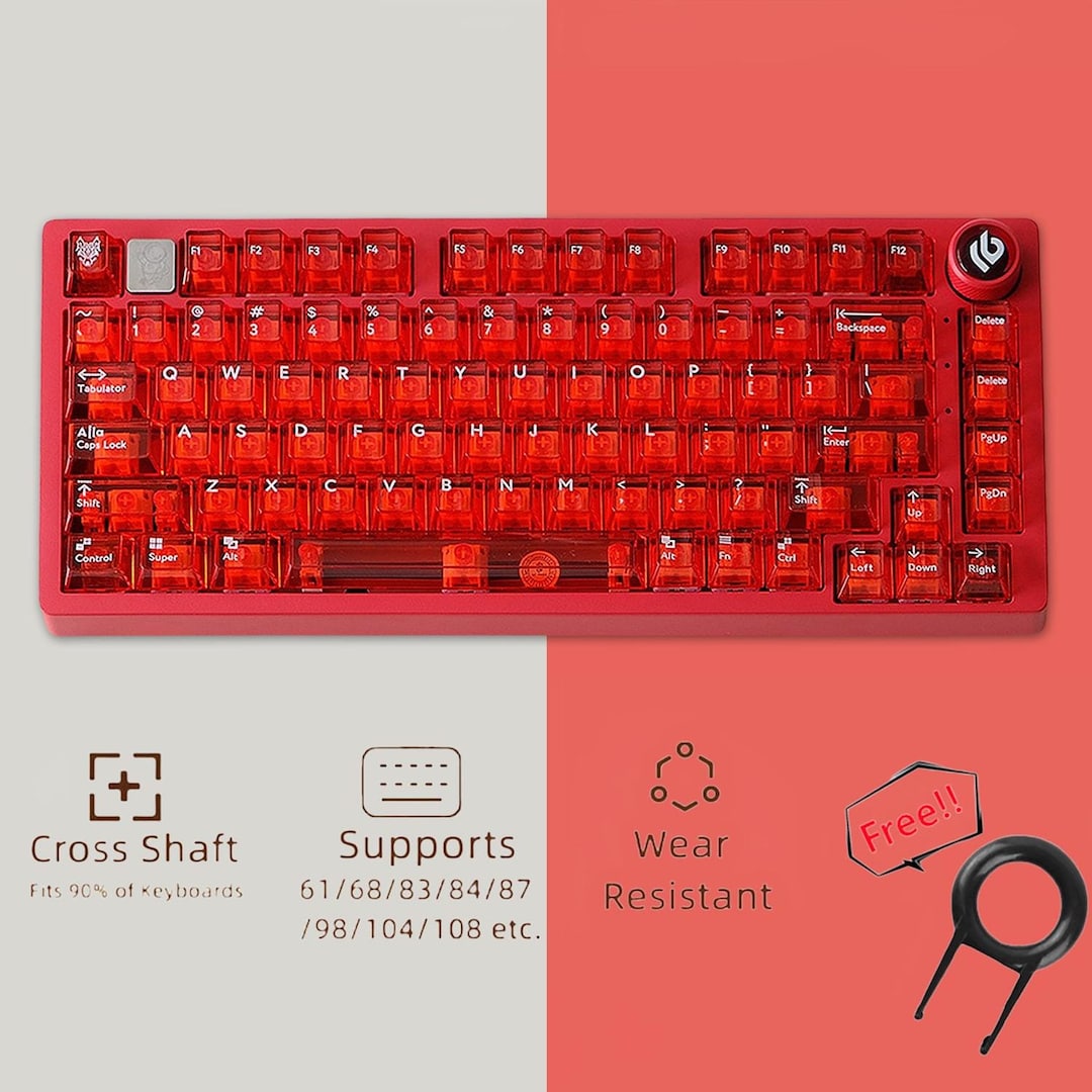 Red Full Transparent Keycaps Set, Ice Crystal Transparent Keycaps Set ...