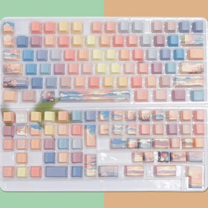 Colorful Cloud Gradient Keycaps Set, Evening Sunset Side Engraved ...