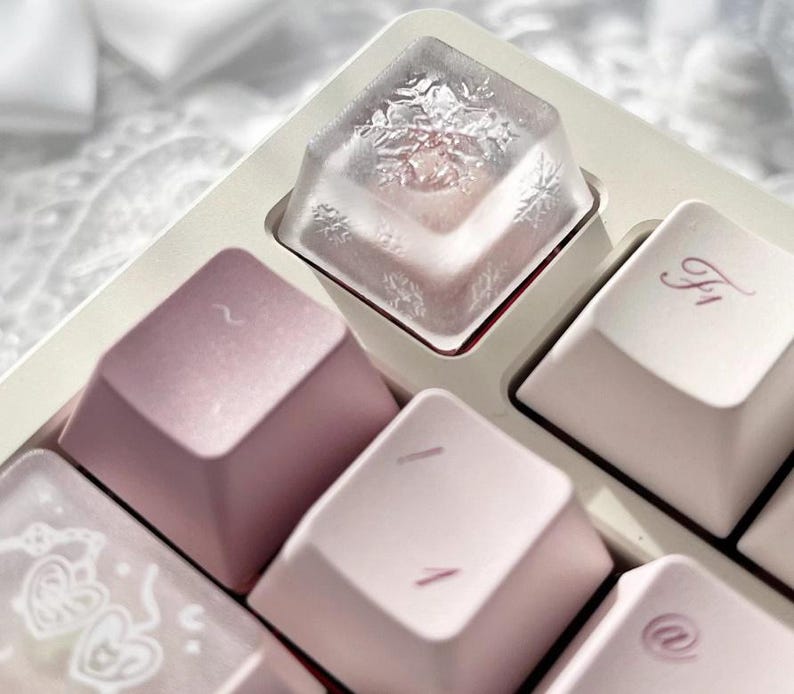 Translucent Snow Single Keycaps, Aesthetics Pink Resin Key Cap, Blue ...