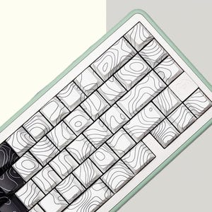 Black White Line Keycaps Set, Artistic Side Engraved Keycaps Set ...