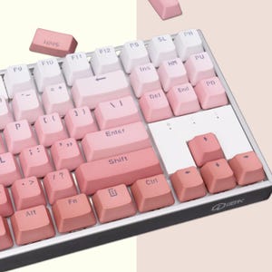 Gradient Pink Translucent Keycaps Set, Simple Pink Keycaps Set ...