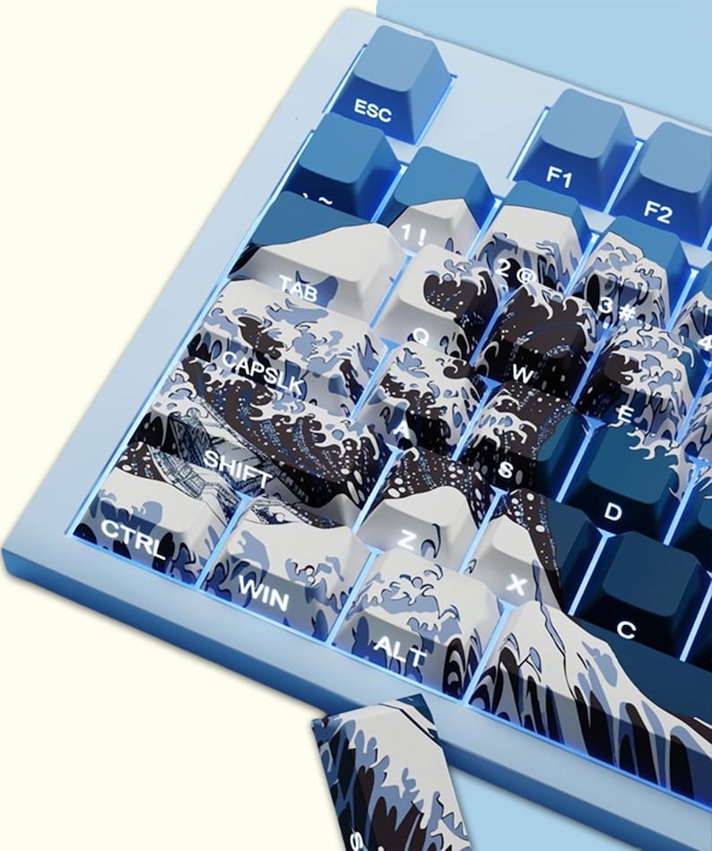 Blue Wave Keycaps Set, Ocean Wave Side Engraved Keycaps Set, Cherry ...