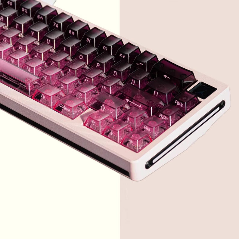 Transparent Keycap Set, Gradient Pink Backlit Keycaps, 124 Keys Keycap ...