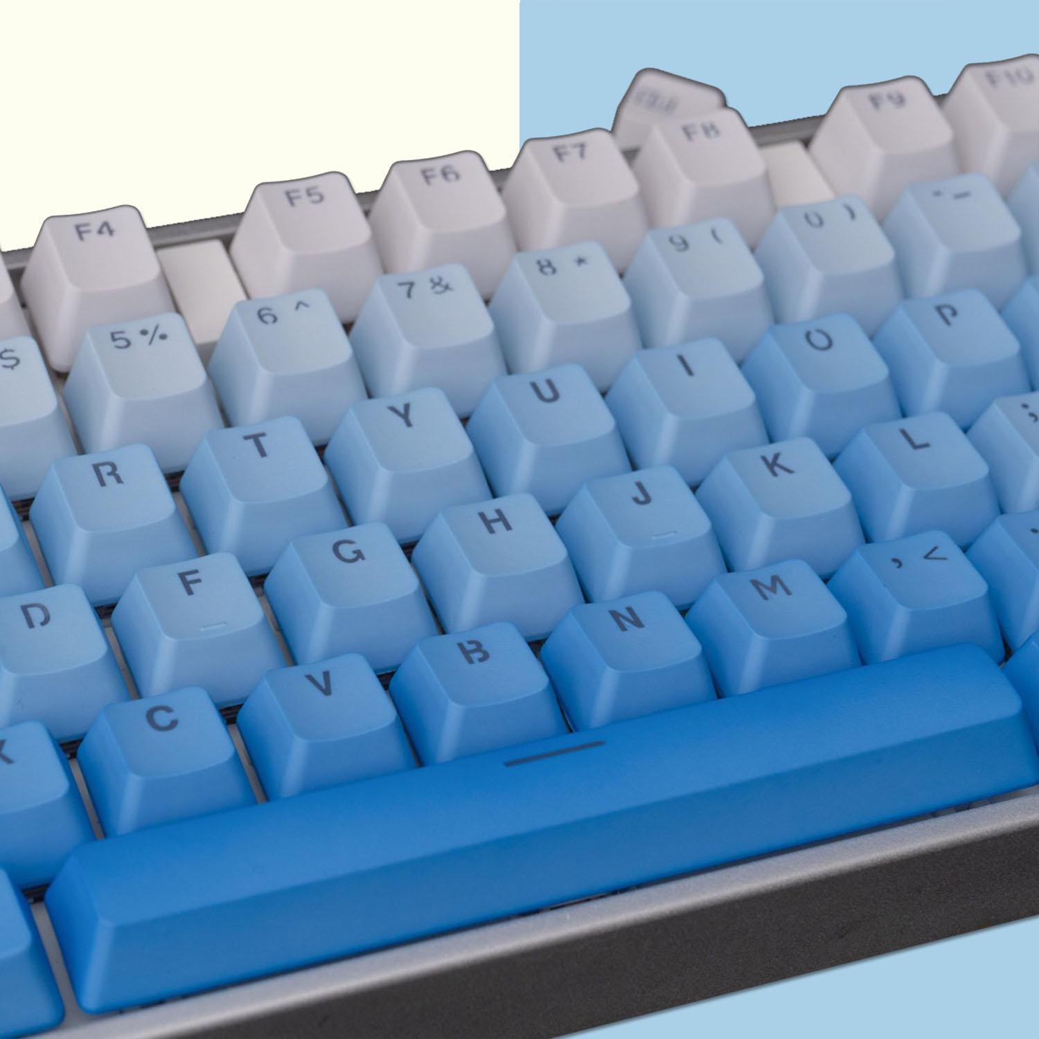 Gradient Blue Translucent Keycaps Set, Simple Blue Keycaps Set ...
