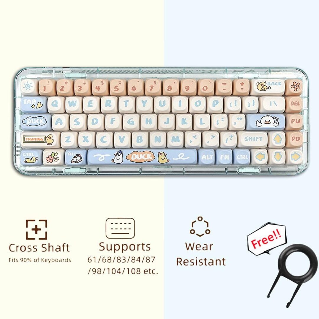Cute Duck Anime Keycaps Set, Cartoon Graffiti Keycap Set, Mechanical ...