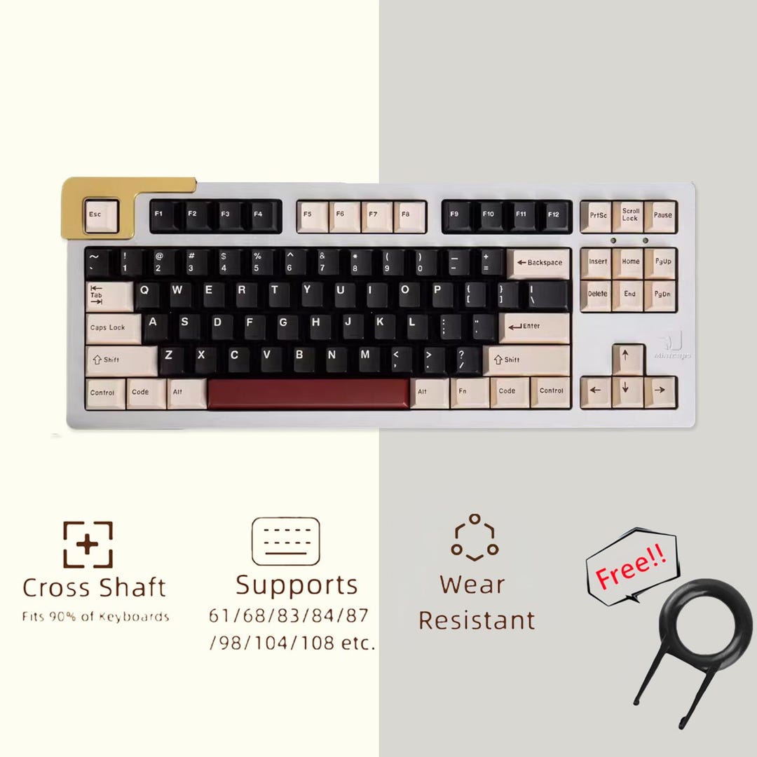 Vintage Double Colors Keycaps Set, Red Black Keycaps Set, Gaming ...