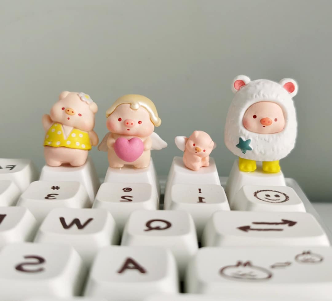 Piglet Cute Keycaps, Kawaii Piggy Mechanical Keycaps, Pink Pig Artisan ...