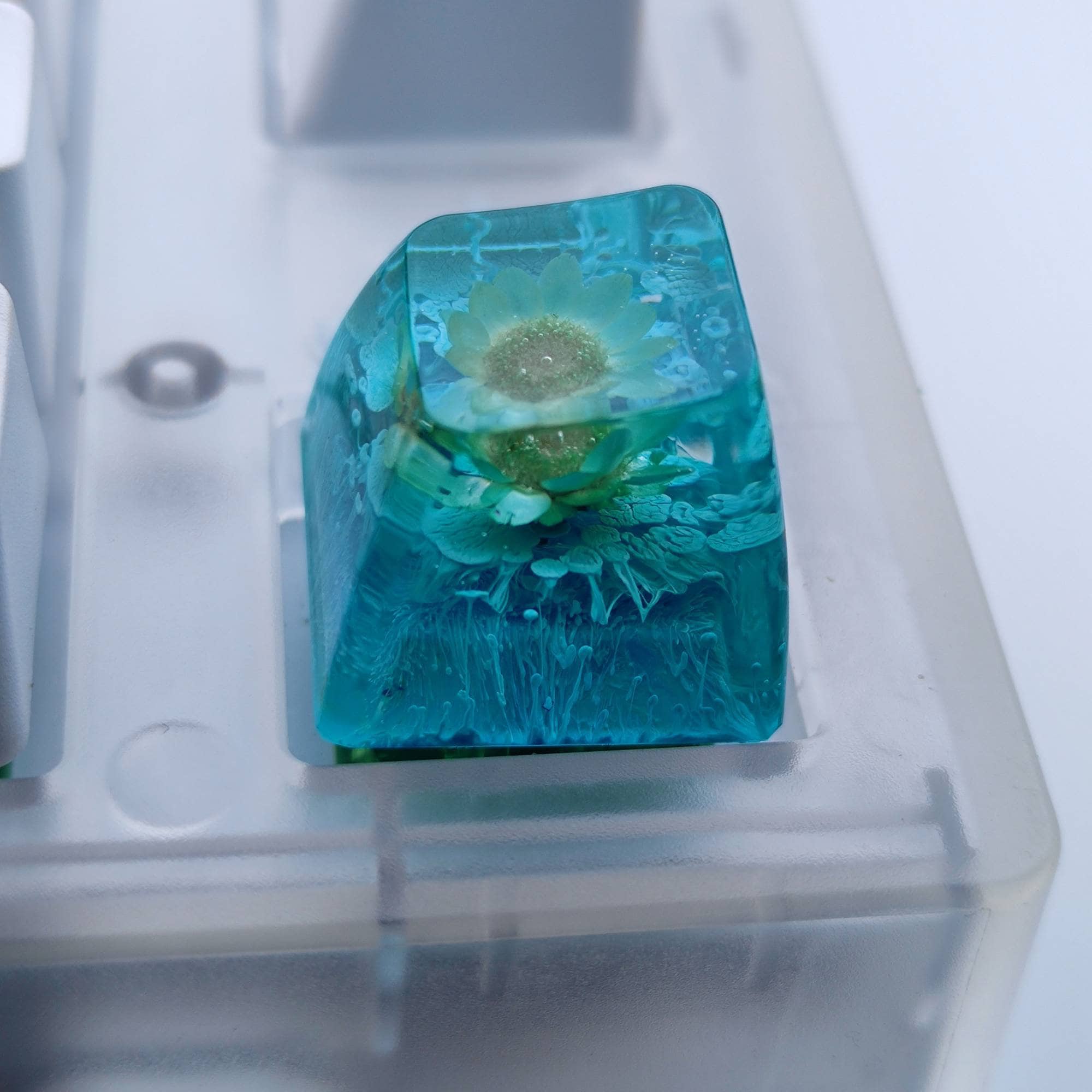 Green Flowers Keyboard Keycaps, Mechanical Fully Transparent Keycaps ...