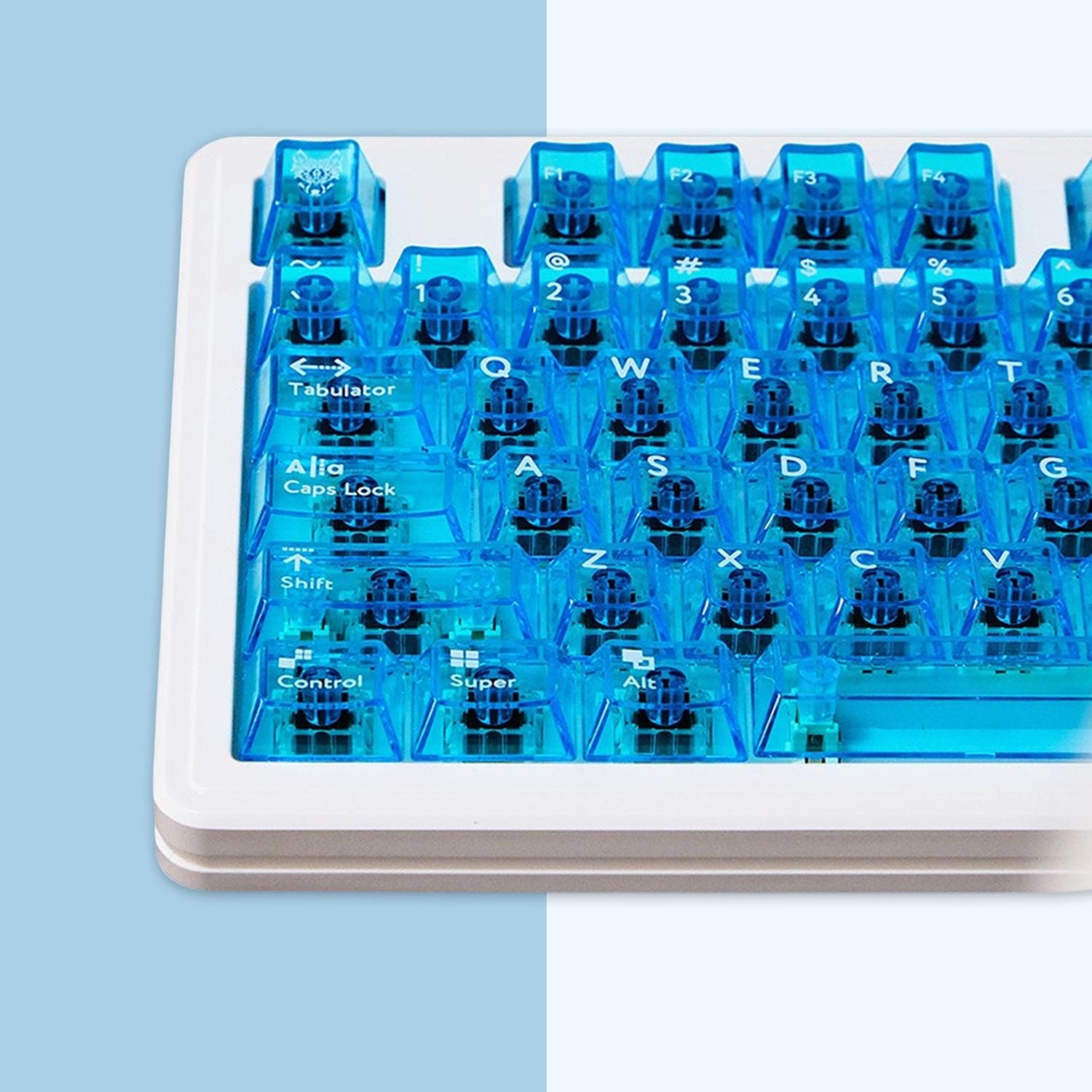 Blue Full Transparent Keycaps Set, Crystal Clear Keycaps Set, PC Cherry ...