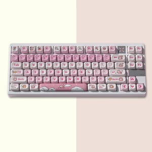 Cute Girl Pink Keycaps Set, Kawaii Pink Keycaps Set, Mechanical ...