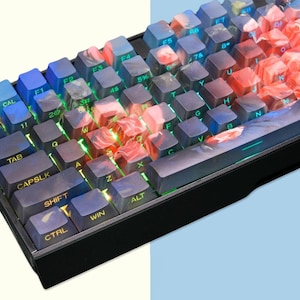 Vintage Rose Translucent Keycaps Set, Flower Side Engraved Keycap Set ...