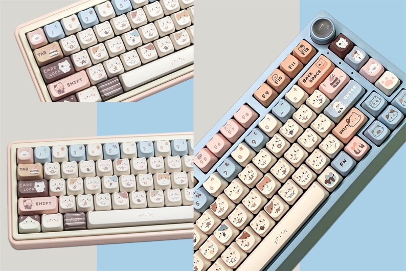 Cute Cat Keycap Set, Anime Keycaps Set, Mechanical Keyboard Keycaps Set ...