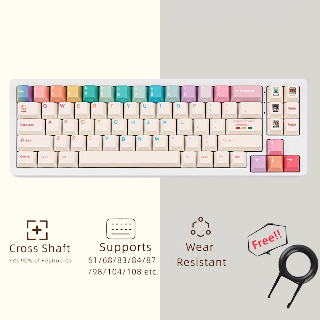 Macaron Colors Keycaps Set, Cream Mechanical Keyboard Universal Keycap ...