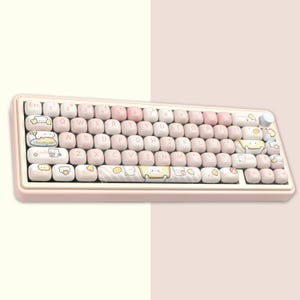 Cute Bread Bear Pink Keycaps Set, Kawaii Rounded Anime Keycaps Set ...