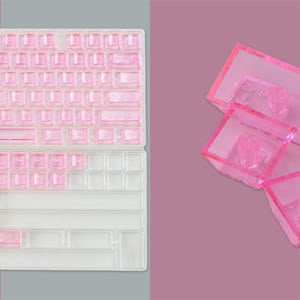 Pink Full Transparent Keycaps Set, Crystal Clear Keycaps Set ...