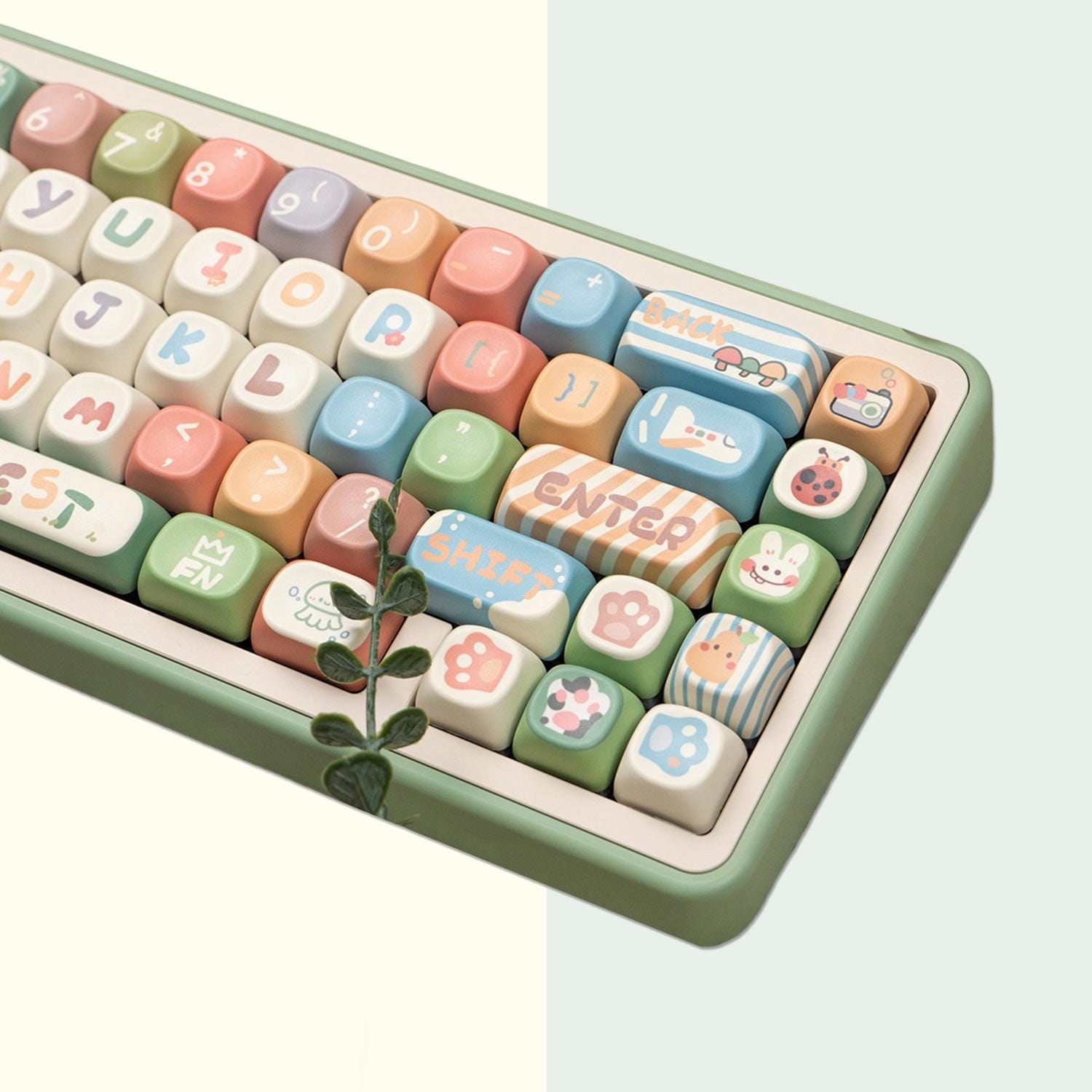 Cartoon Cute Keycaps Set, Forest Animal Graffiti Keycaps Set ...