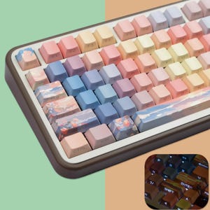 Colorful Cloud Gradient Keycaps Set, Evening Sunset Side Engraved ...