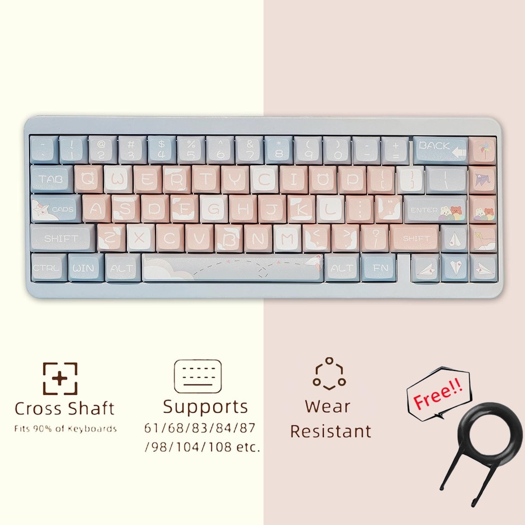 Paper Airplane Cute Keycaps Set, Pink Blue Keycaps Set, Cherry XDA ...