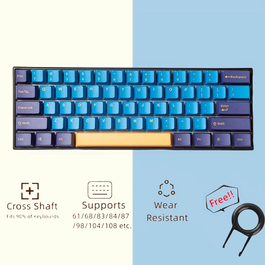 Peacock Blue Keycaps Set, Vintage Blue Keycaps Set, Mechanical Keyboard ...