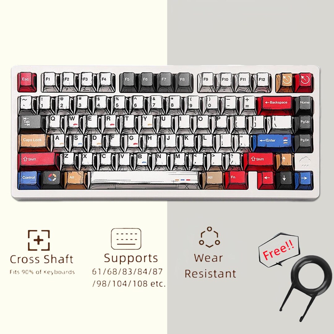 Anime Graffiti Keycaps Set, Manga Style Keycaps Set, Gaming Keyboard ...