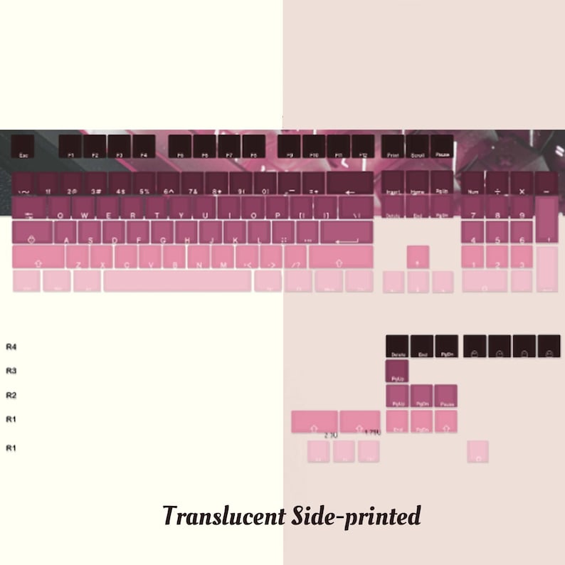 Transparent Keycap Set, Gradient Pink Backlit Keycaps, 124 Keys Keycap ...
