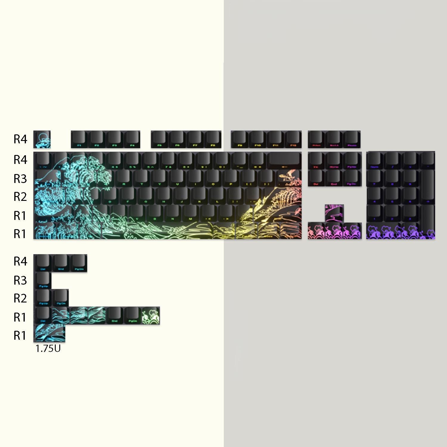 Black Backlit Keycaps Set, Side Engraved Translucent Keycap, Mechanical ...