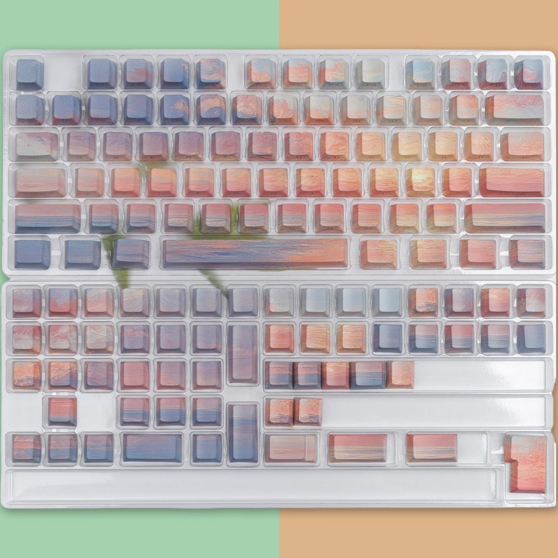 Sunrise Gradient Keycaps Set, Macaron Colorful Side Engraved Keycap Set ...