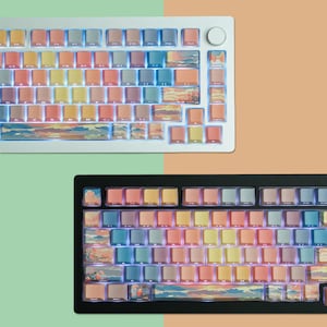 Colorful Cloud Gradient Keycaps Set, Evening Sunset Side Engraved ...