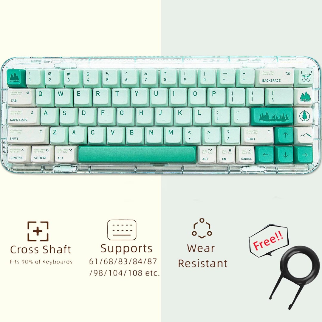 Forest Mint Green Keycaps Set, Japanese Cherry Keycaps Set, Mechanical ...