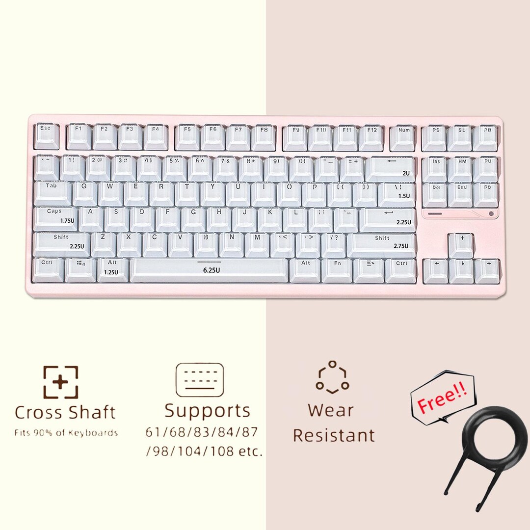 White Transparent Jelly Keycaps Set, Crystal Ice Transparent Keycaps ...