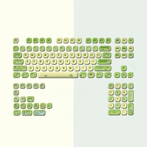 Green Cute Frog Keycaps Set, Green Translucent Keycap Set, Mechanical ...