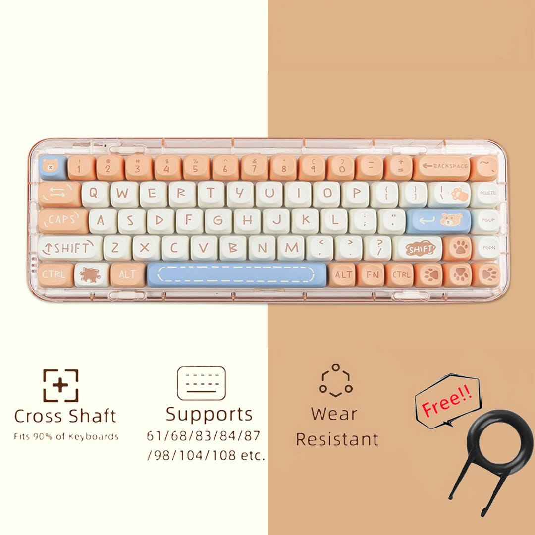 Pudding Bear Keycaps Set, Lovely Bear Graffiti Keycaps Set, Mechanical ...