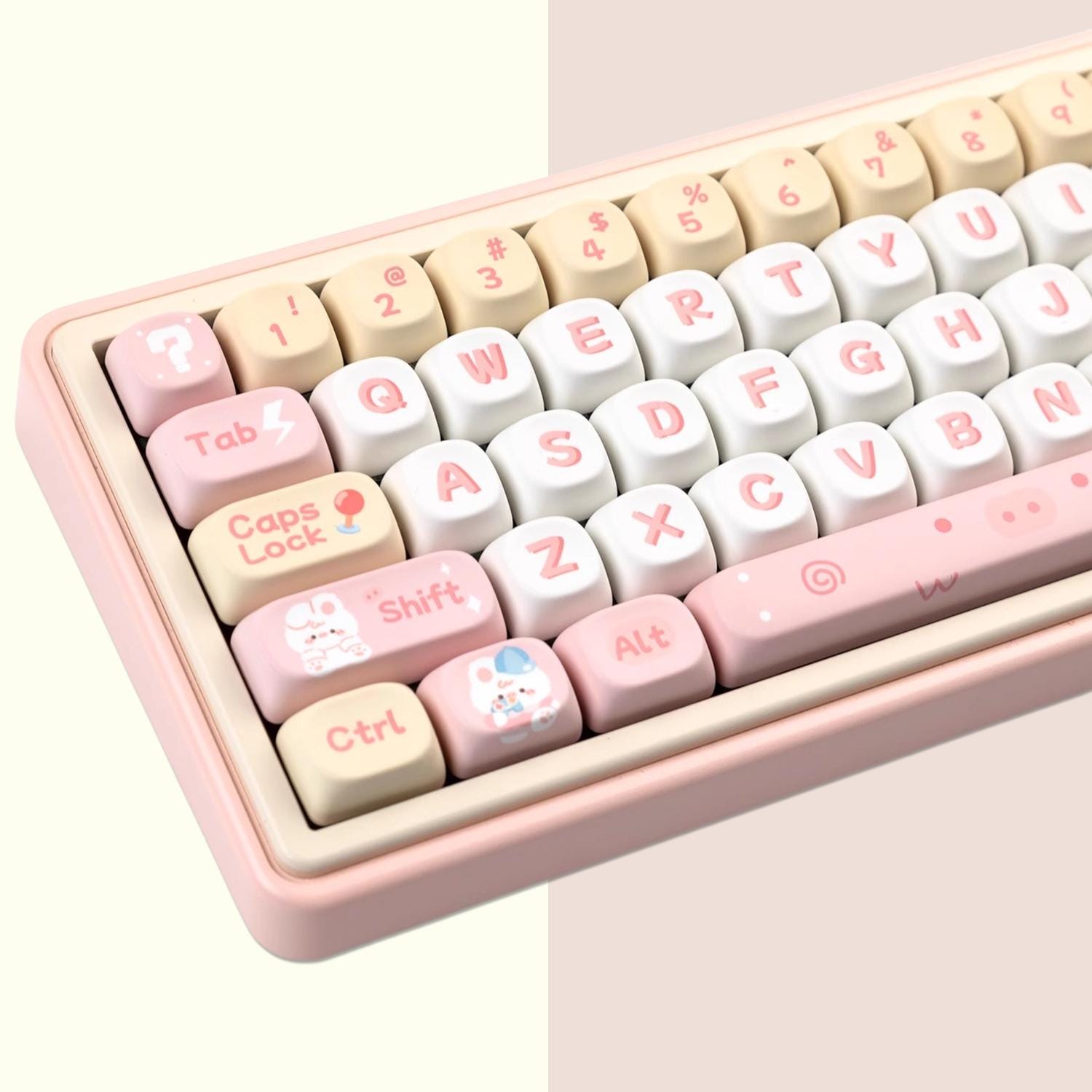 Cute Bunny Pink Keycaps Set, Pink White Keycap Set, Mechanical Keyboard ...
