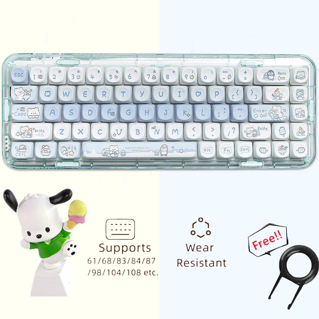 Cute Ice Bear Keycaps Set, Anime Keycaps Set, SOA 140 Keycaps Set ...