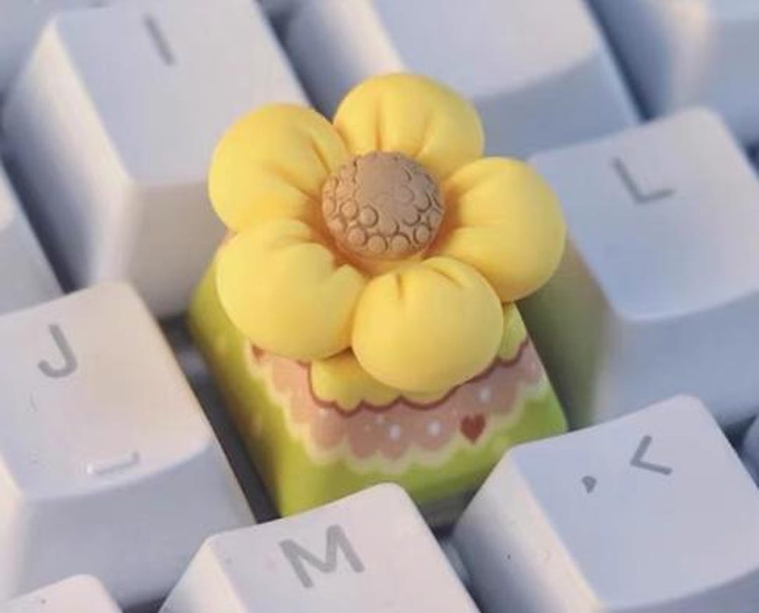 Sunflower Artisan Keycaps, Kawaii Handmade Resin Keycaps, 3D Single ...