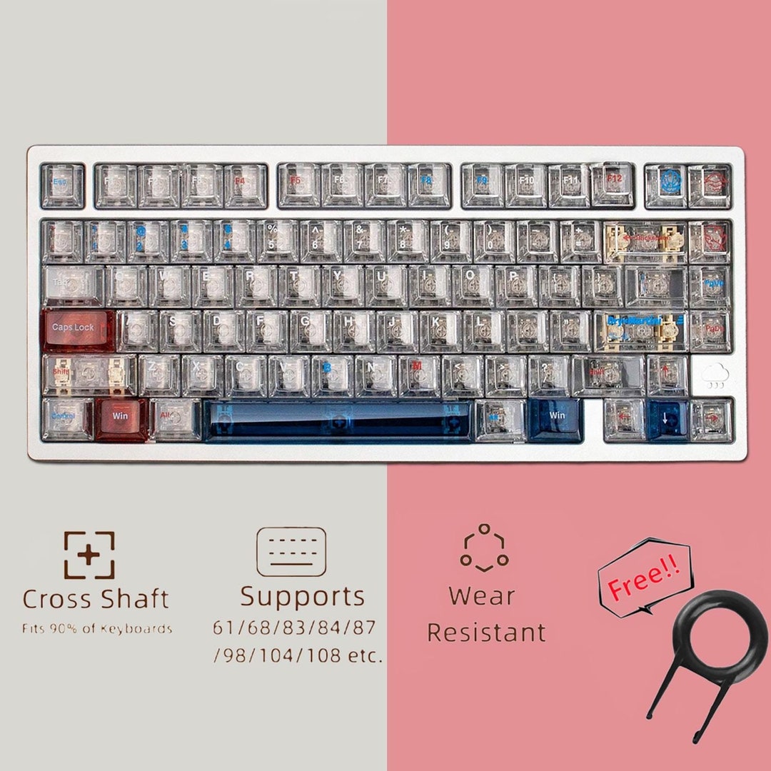 Fully Transparent Keycaps Set, Crystal Ice Keycaps Set, Mechanical ...
