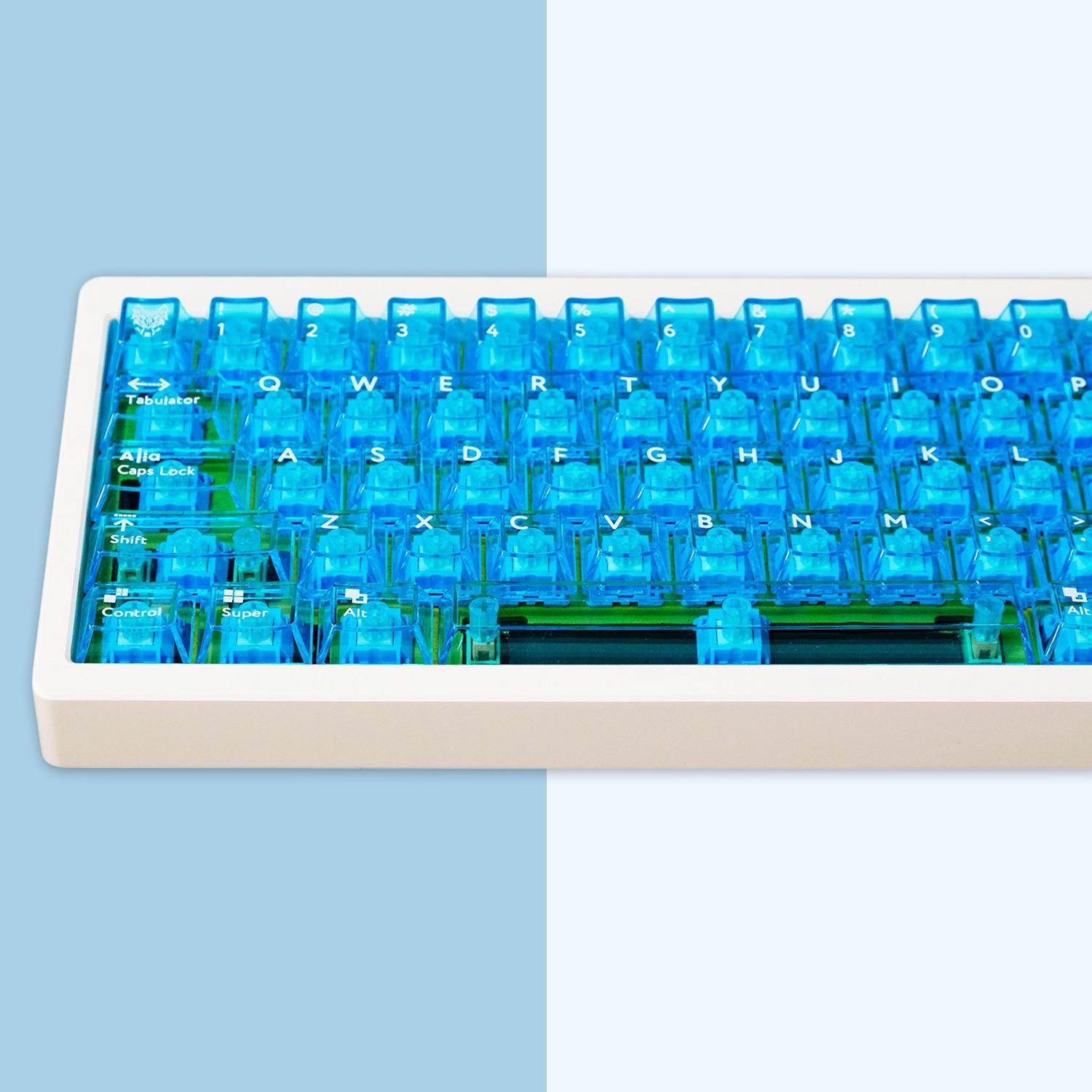 Blue Full Transparent Keycaps Set, Crystal Clear Keycaps Set, PC Cherry ...