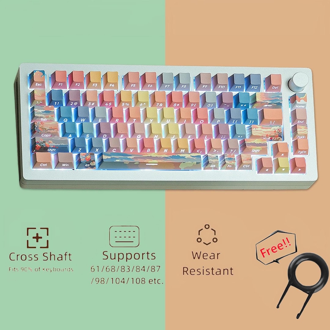 Colorful Cloud Gradient Keycaps Set, Evening Sunset Side Engraved ...