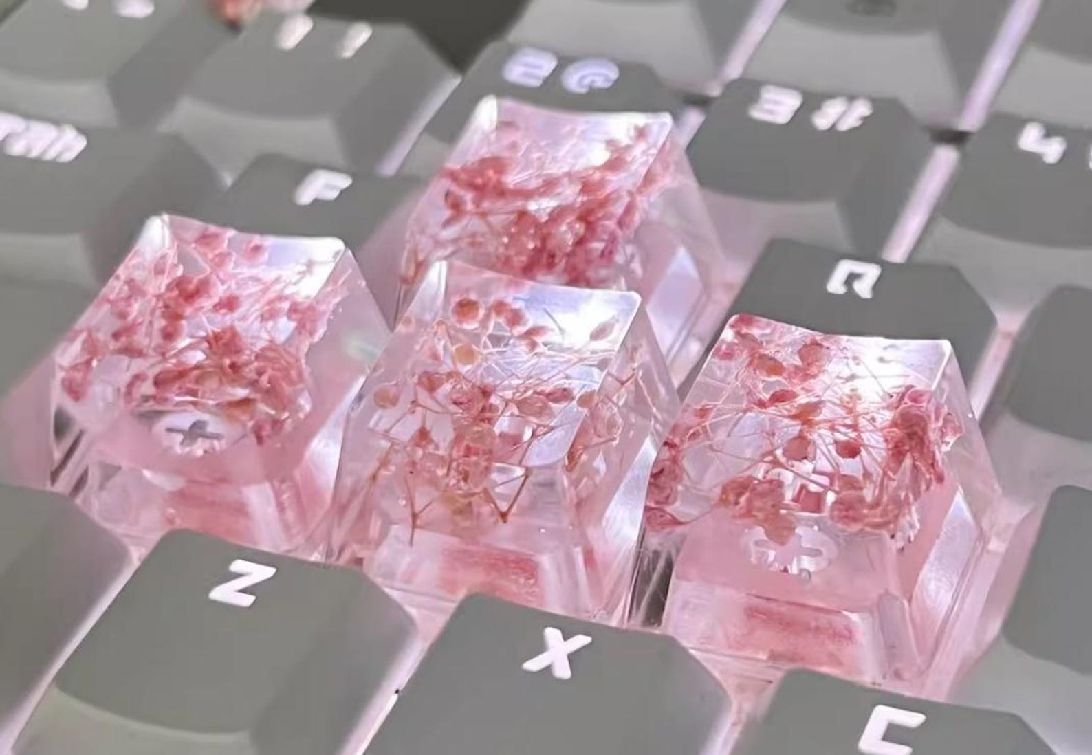 Dry Flower Transparent Resin Keycaps, Personalized Artisan Key Caps ...