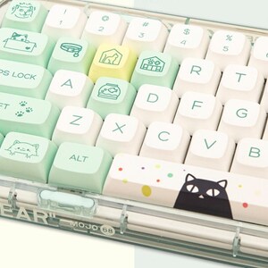 Quirky Cat Graffiti Keycaps Set, Cute Cat Anime Keycaps Set, Artisan ...