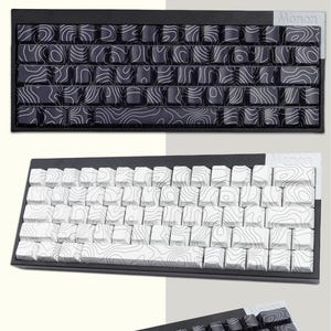 Black White Line Keycaps Set, Artistic Side Engraved Keycaps Set ...