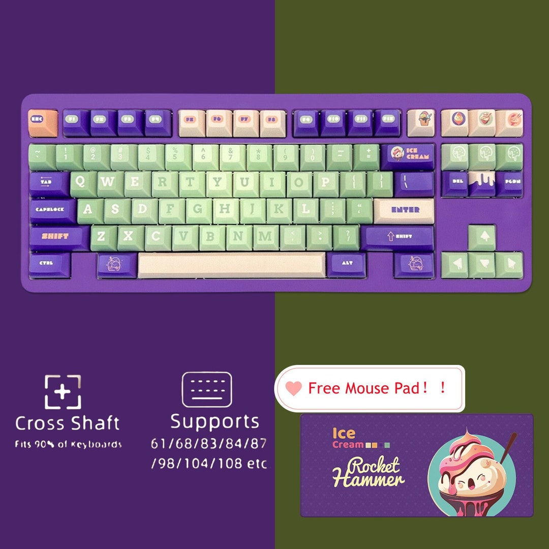 Mint Green Ice Cream Keycap Set, Cute Keycaps Set, Mechanical Keycaps ...