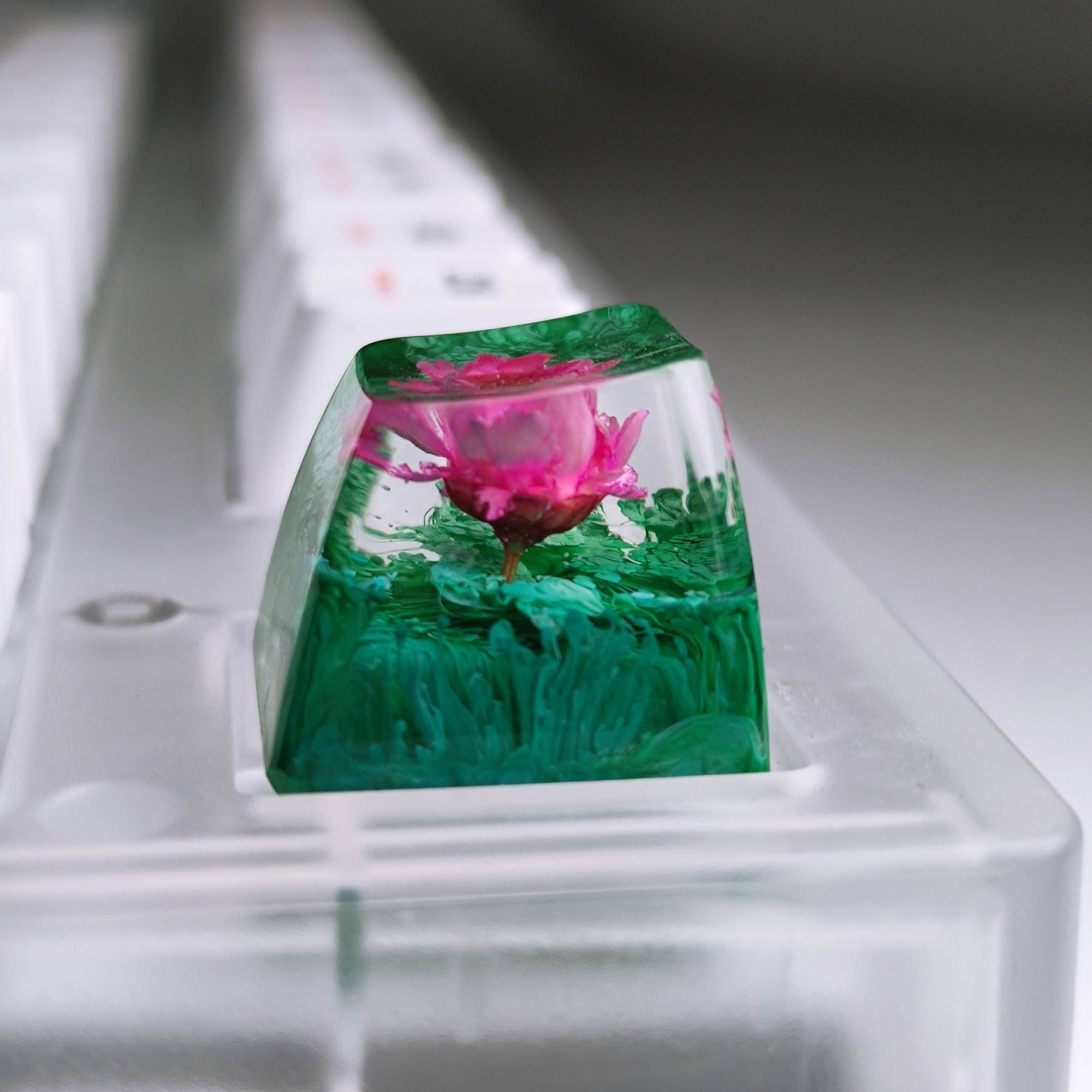 Green Flowers Keyboard Keycaps, Mechanical Fully Transparent Keycaps ...
