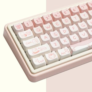 Pink Gradient Cat Keycap Set, Cute Cat Ear Keycaps Set, Anime Keycaps ...