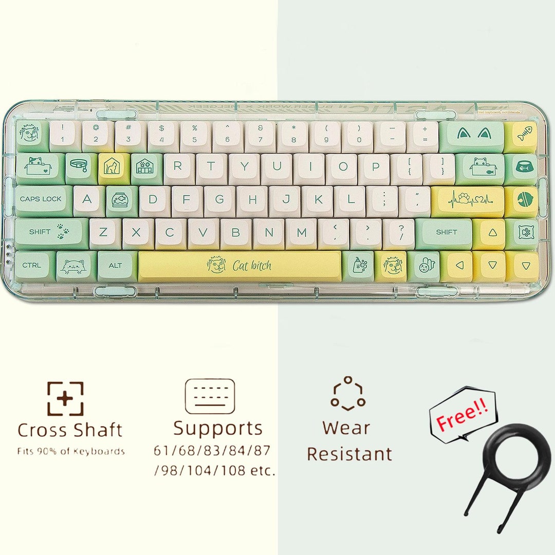 Quirky Cat Graffiti Keycaps Set, Cute Cat Anime Keycaps Set, Artisan ...