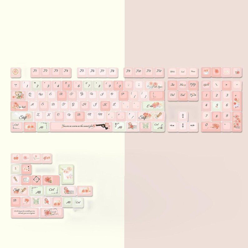 Cute Pink Flower Keycaps Set, Gradient Pink Keycaps Set, Mechanical ...