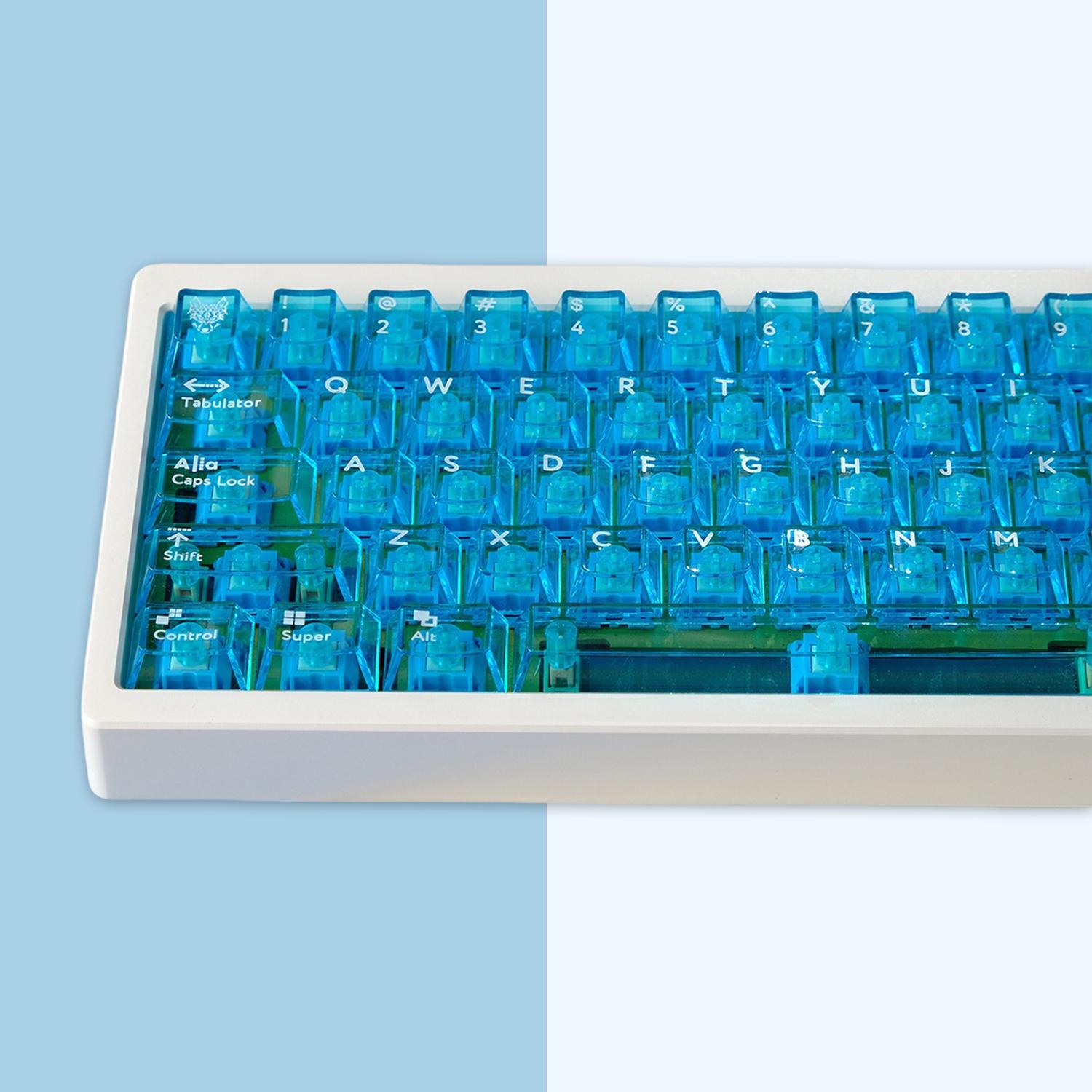 Blue Full Transparent Keycaps Set, Crystal Clear Keycaps Set, PC Cherry ...