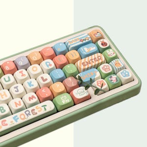 Cartoon Cute Keycaps Set, Forest Animal Graffiti Keycaps Set ...